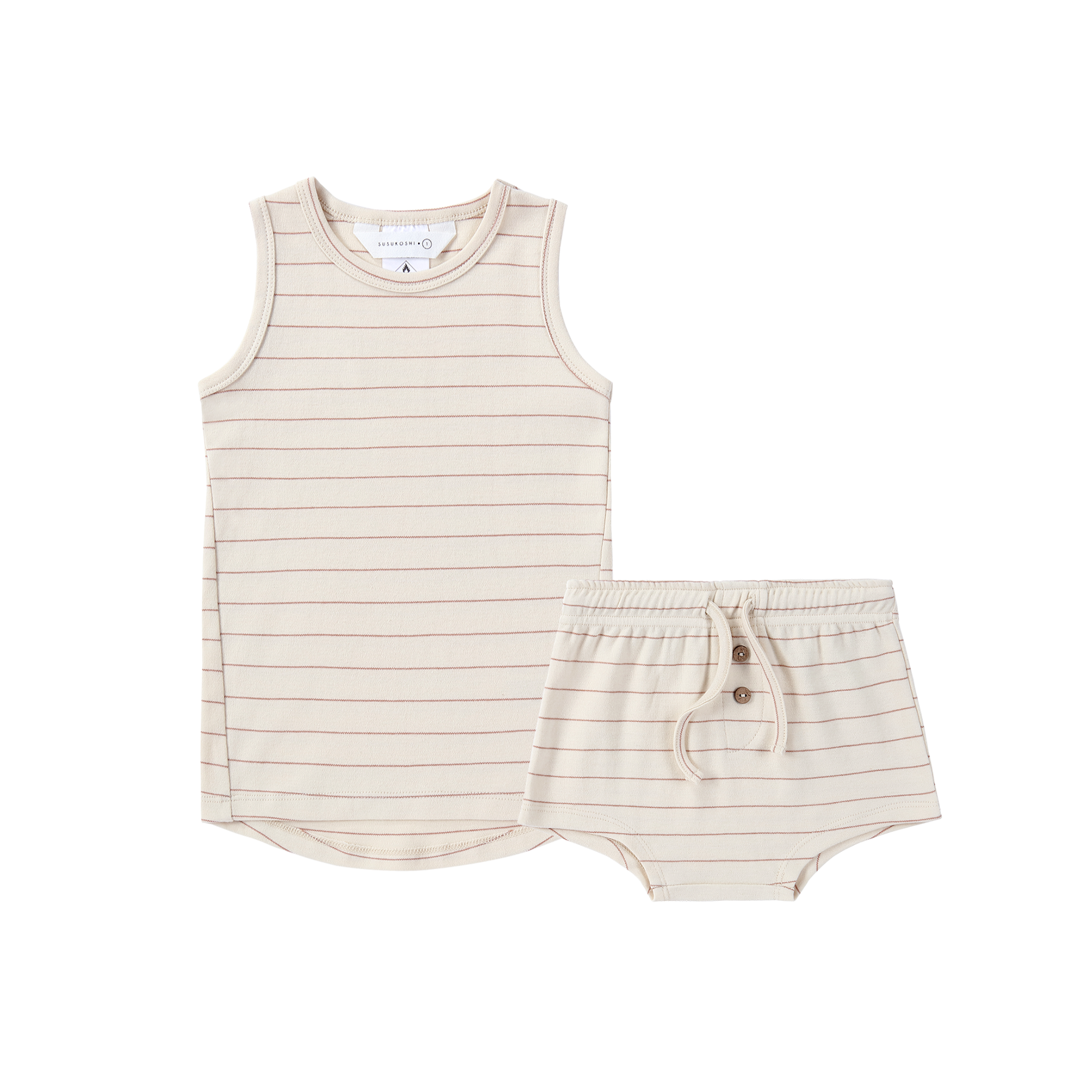 Organic PJ Singlet Shorties Set (Coco Stripes) – Animo Kids